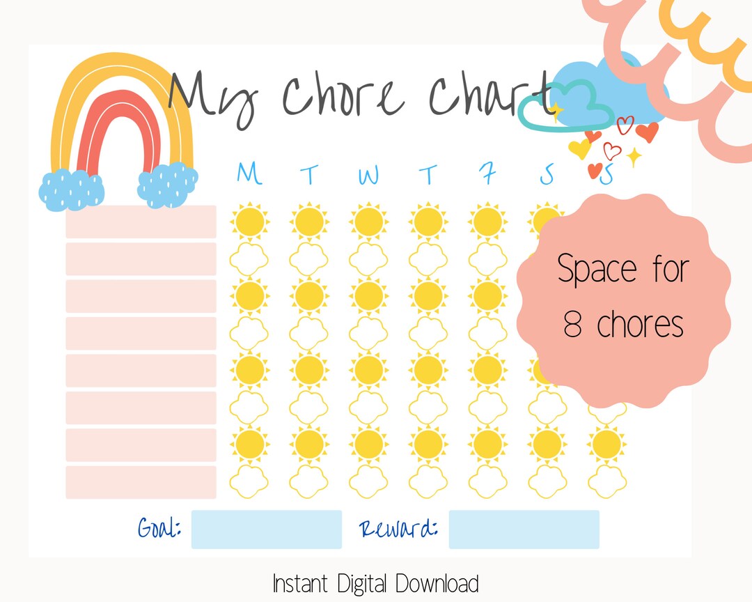 Printable Rainbow Chore Chart, Sticker Chart, To-do List, Morning ...