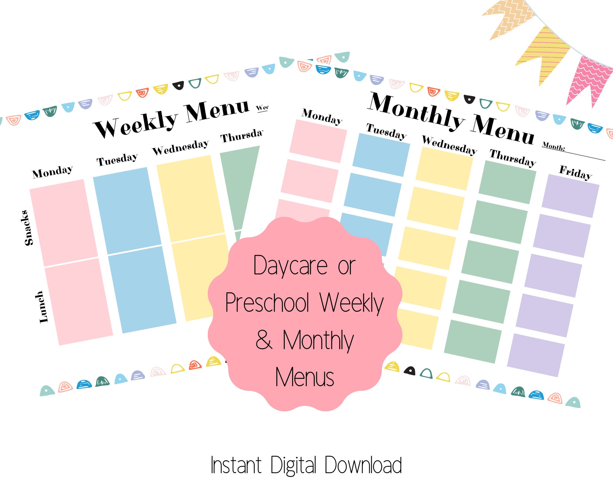 Printable Monthly Preschool Menu