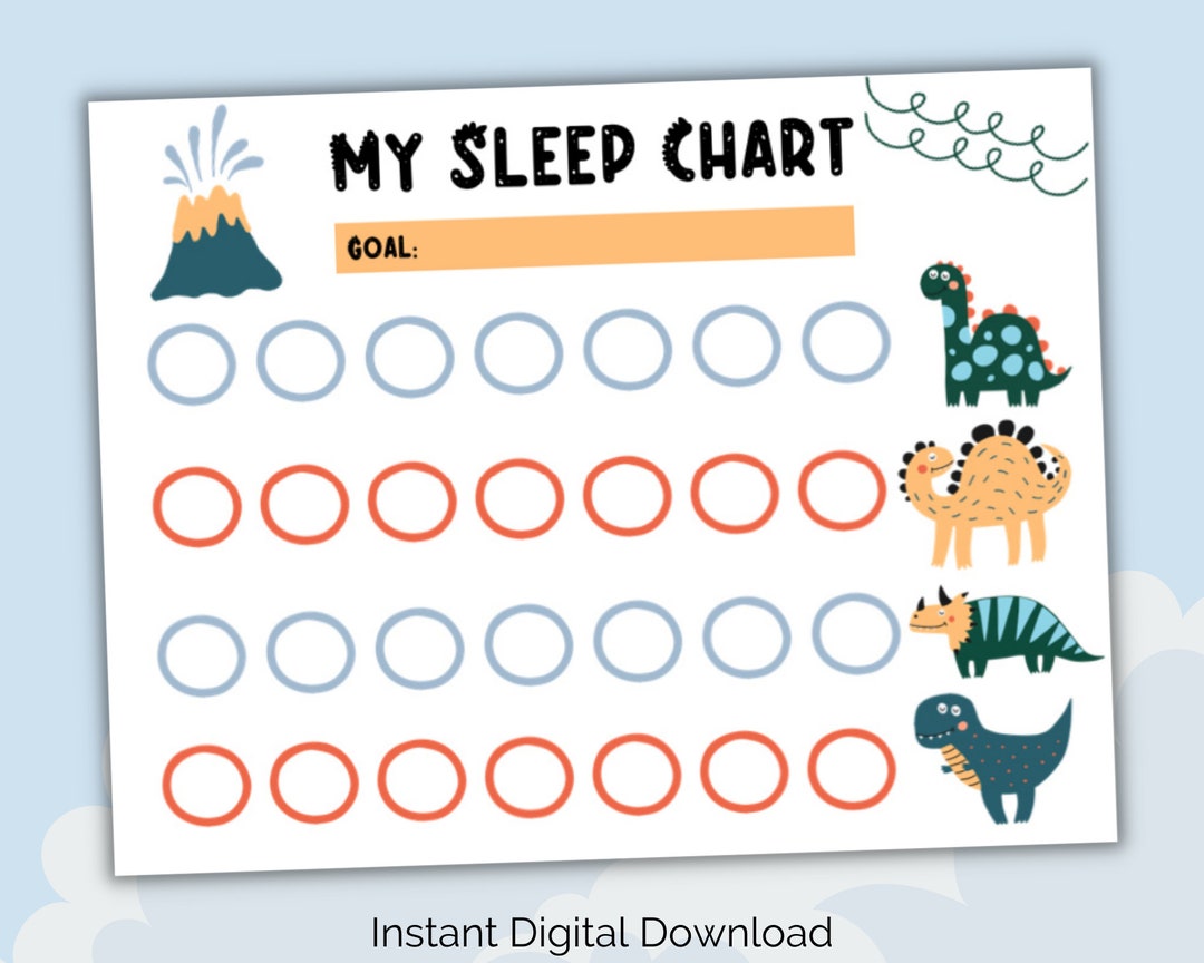 Printable Sleep Sticker Chart, Cute Dinosaurs Reward Tracker for ...