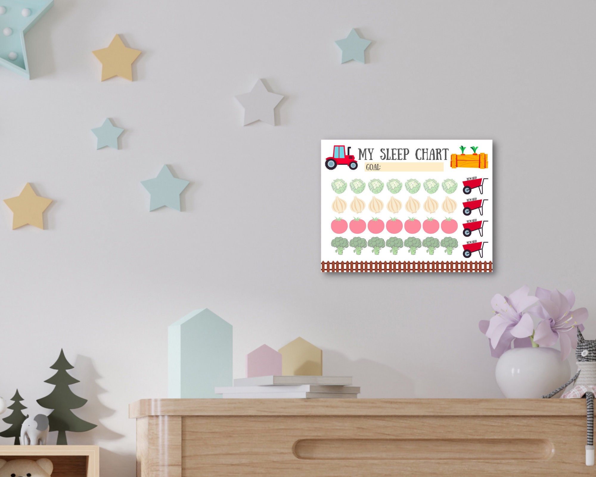 Garden Sleep Sticker Chart Printable, Reward Chart for Toddlers and ...