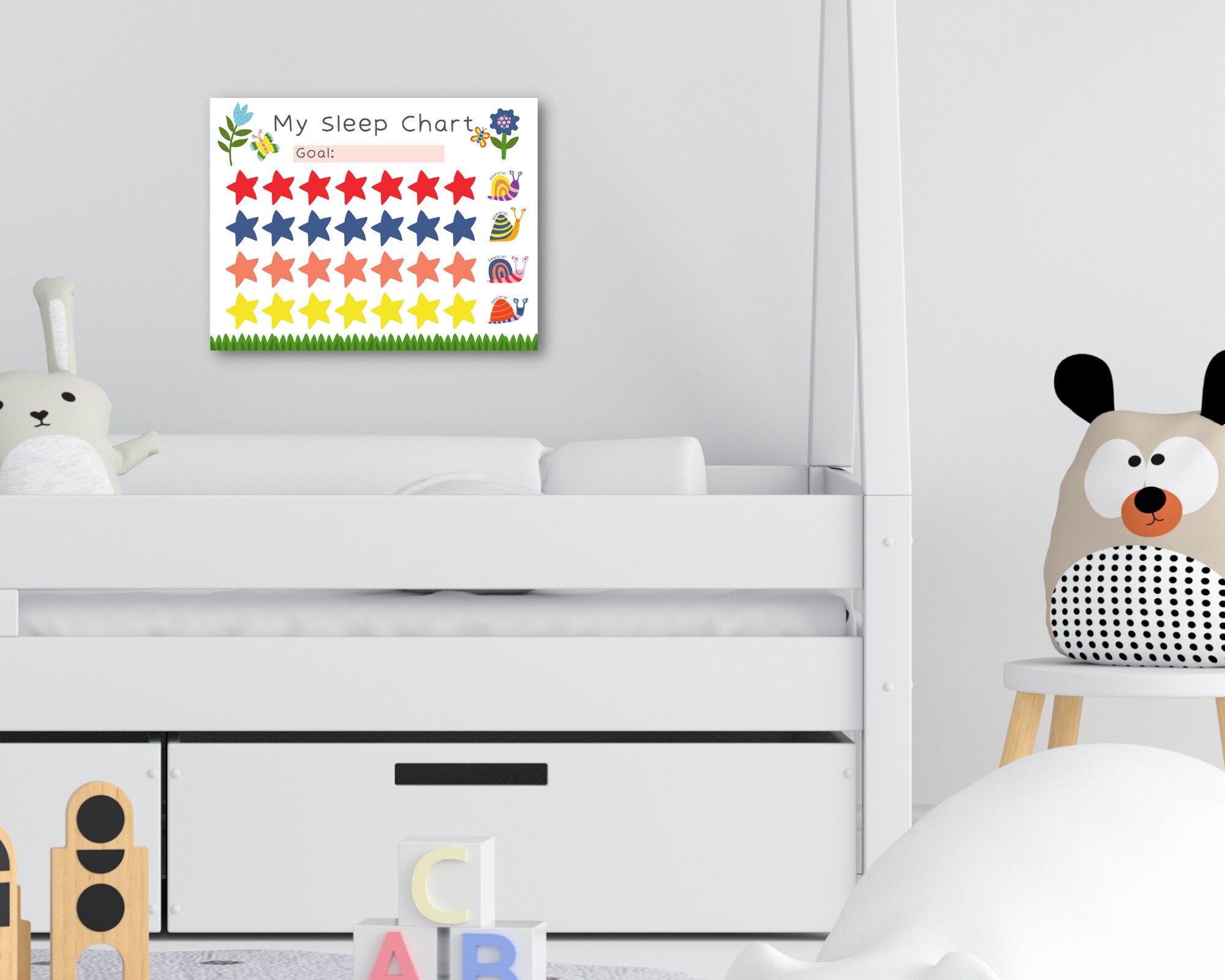 Printable Sleep Sticker Chart, Happy Snails Reward Chart for Toddlers ...