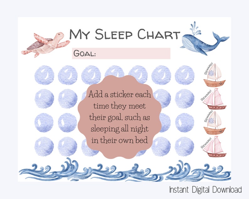 Printable Ocean Sailboats Sleep Sticker Chart, Reward Chart for ...