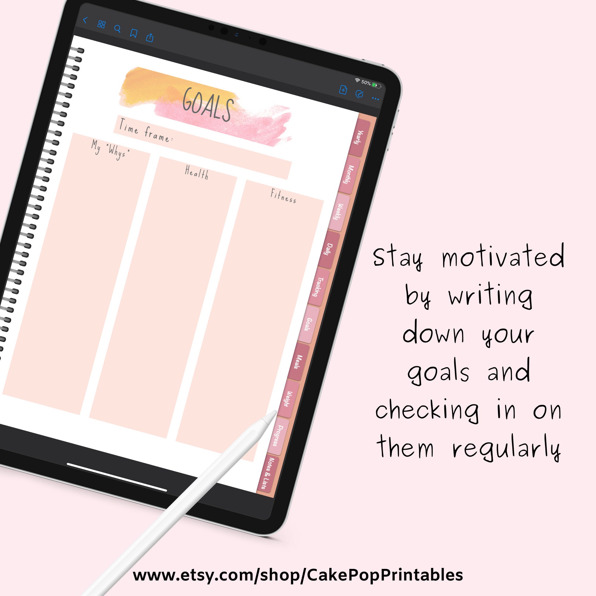 Digital Weight Loss Journal, Watercolor Weight Loss Planner for Ipad ...