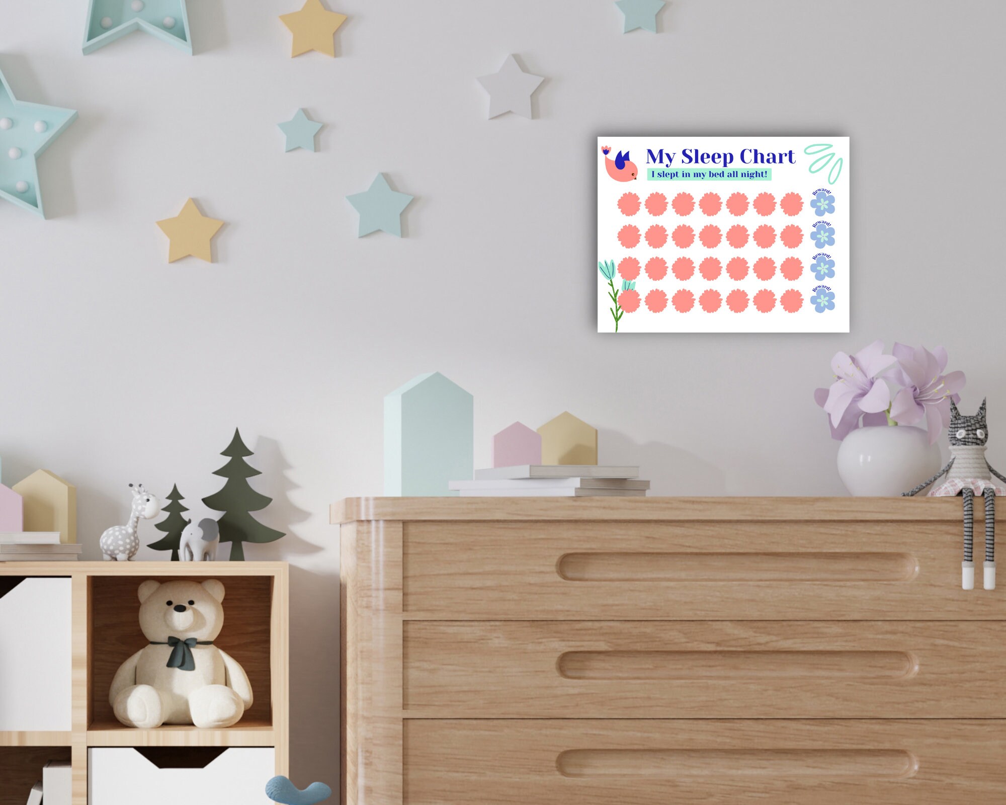 Printable Sleep Sticker Chart, Reward Chart for Toddlers and ...