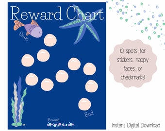 Printable Sticker Chart Under the Sea Kids Decor Behavior - Etsy
