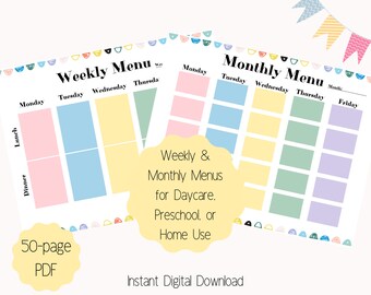 Rainbow Meal Plan Bundle Printable Meal Prep Menu Planner - Etsy