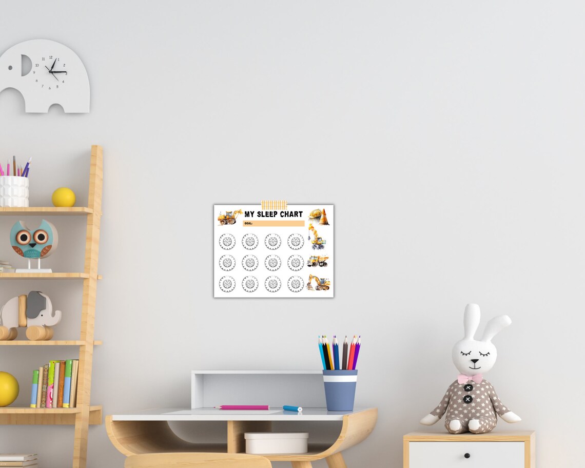 Sleep Sticker Chart Bundle, Printable Construction Vehicles Reward ...