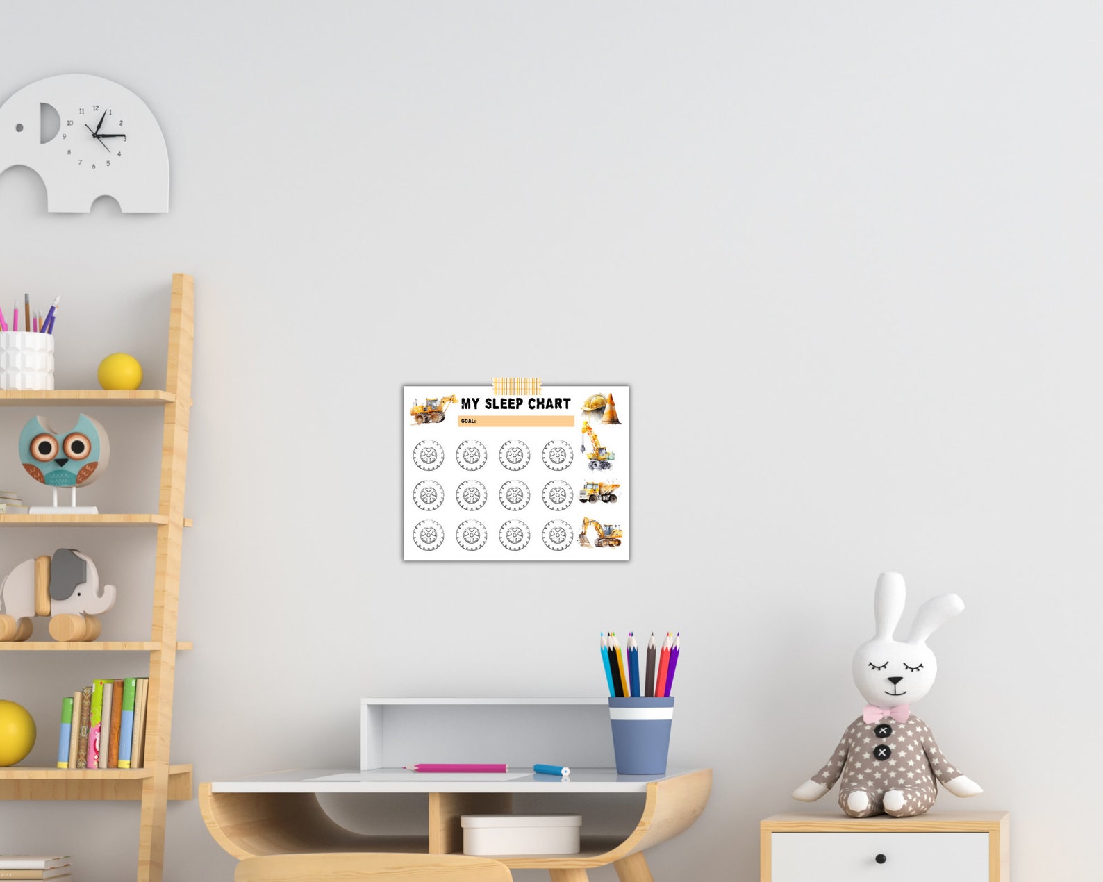 Sleep Sticker Chart Bundle, Printable Construction Vehicles Reward ...