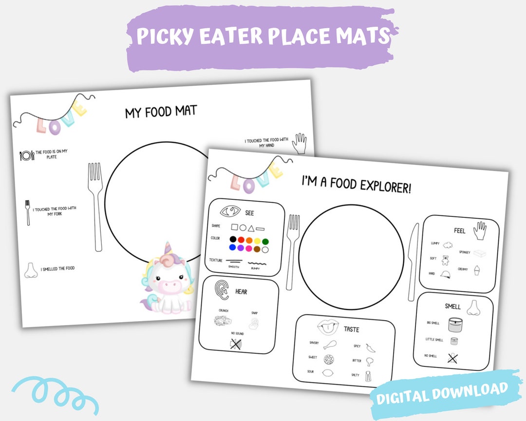 Place Mats for Picky Eaters, Printable Unicorn Food Explorer Worksheet ...