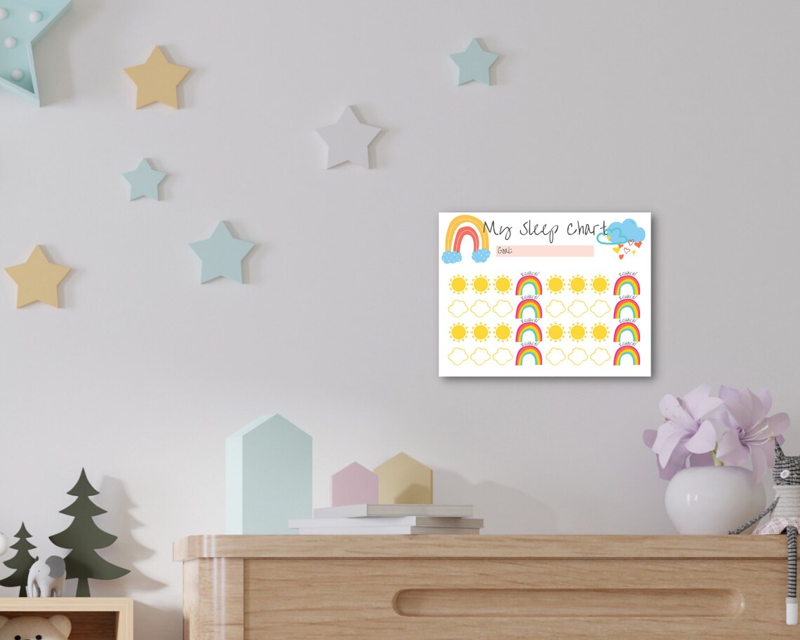Sleep Sticker Chart Bundle, Printable Rainbow Reward Tracker for ...