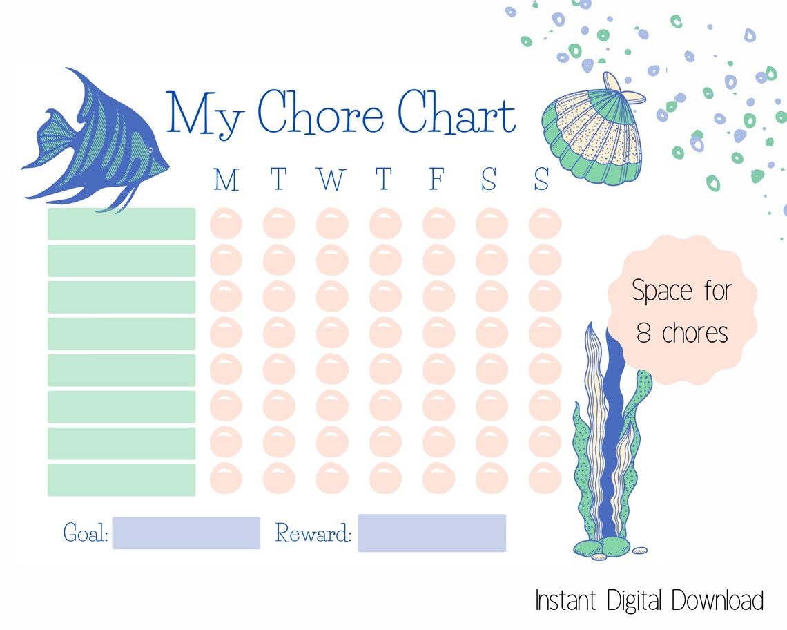 Printable Under the Sea Chore Chart Sticker Chart To-Do | Etsy