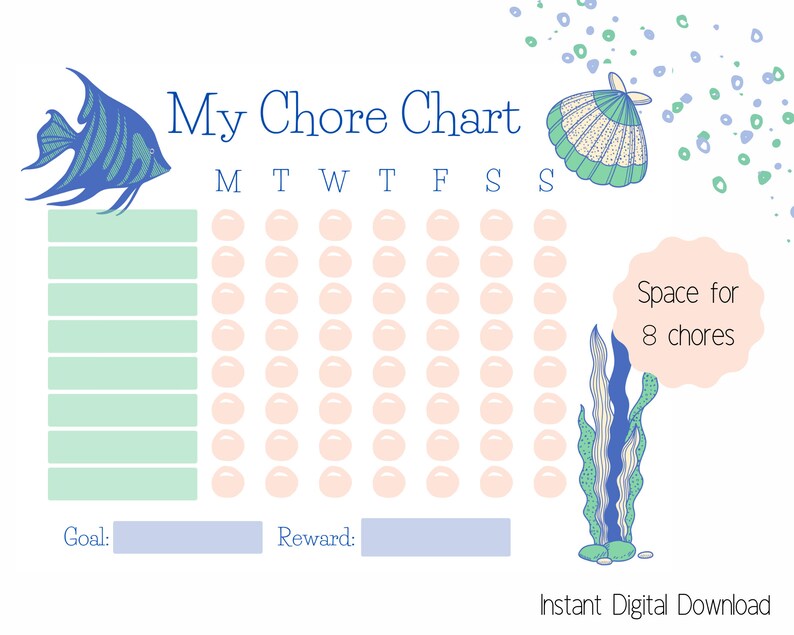 Printable Under the Sea Chore Chart Sticker Chart To-do - Etsy