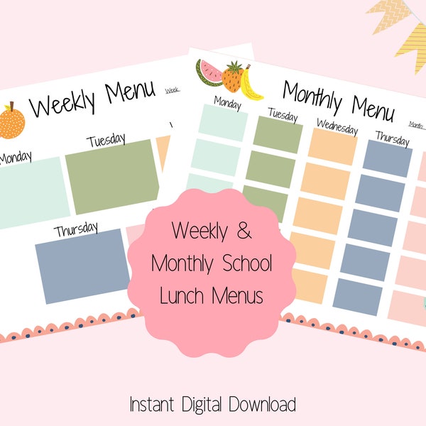 Daycare and Preschool Menu Printable, Dinosaur, Weekly Snack & Lunch ...
