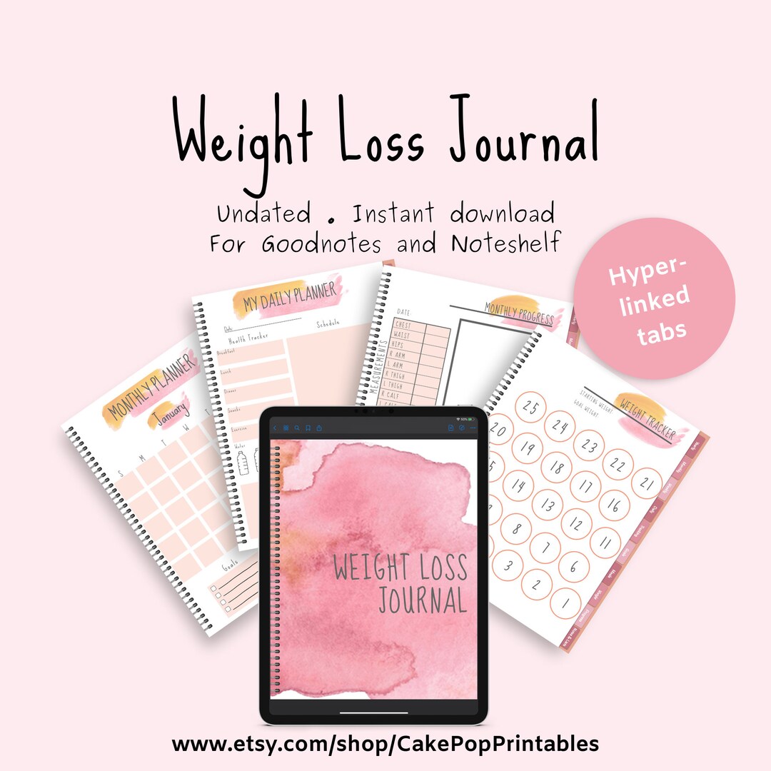 Digital Weight Loss Journal, Watercolor Weight Loss Planner for Ipad ...