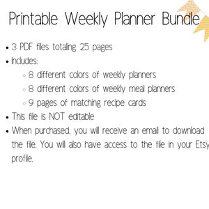 Weekly Planner Bundle Printable Weekly Schedule Planner Meal | Etsy