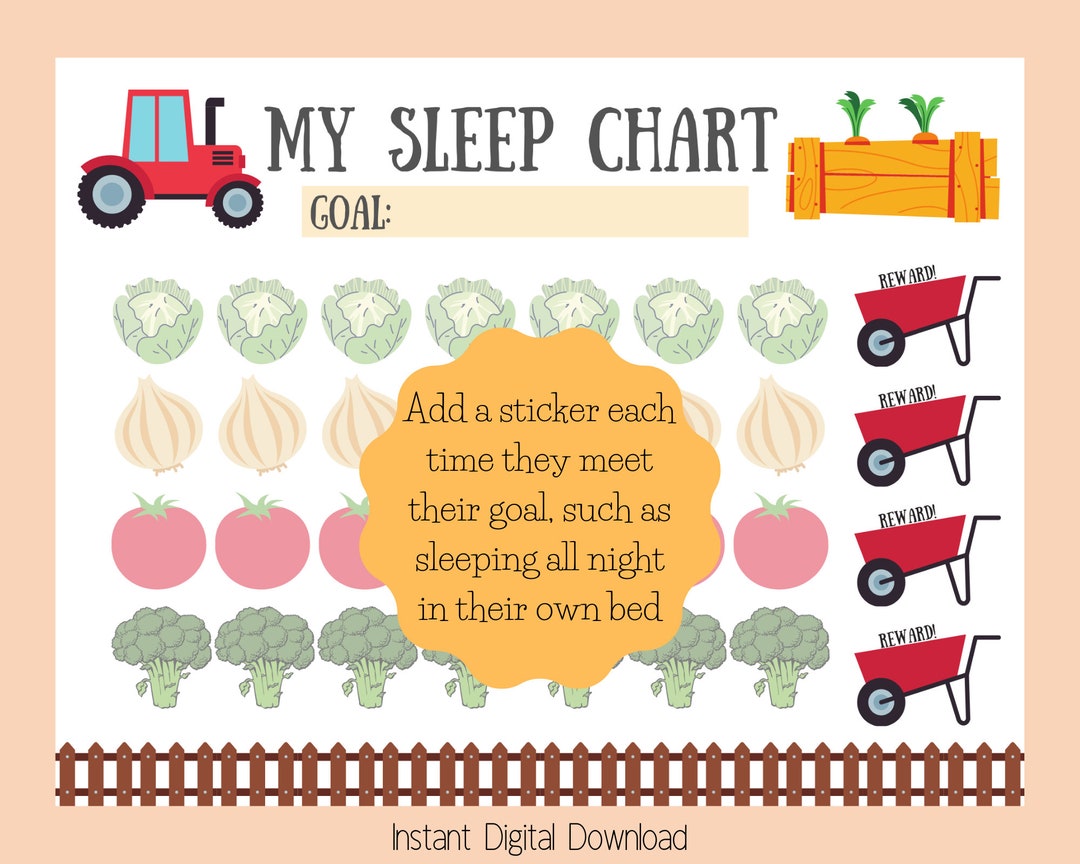 Garden Sleep Sticker Chart Printable, Reward Chart for Toddlers and ...