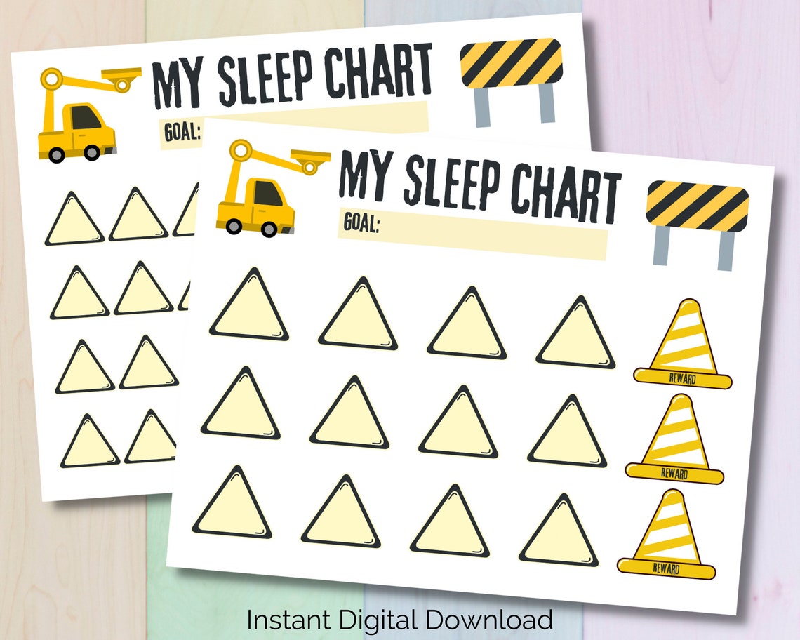 Printable Sleep Sticker Chart Bundle, Construction Reward Tracker for ...