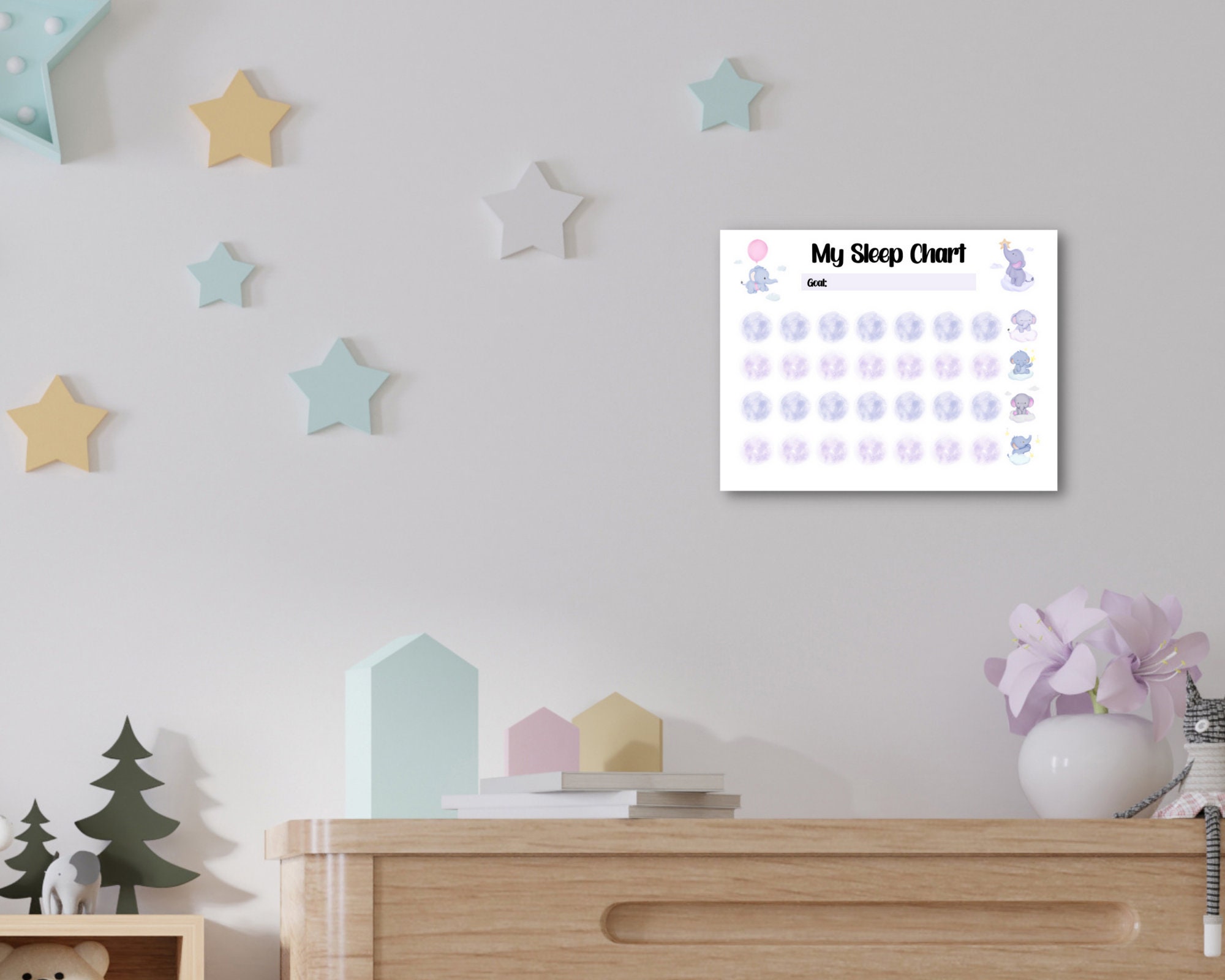 Printable Sleep Sticker Chart Baby Elephants Reward Chart for - Etsy