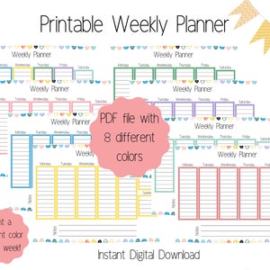 Weekly Planner Bundle Printable Weekly Schedule Planner Meal | Etsy
