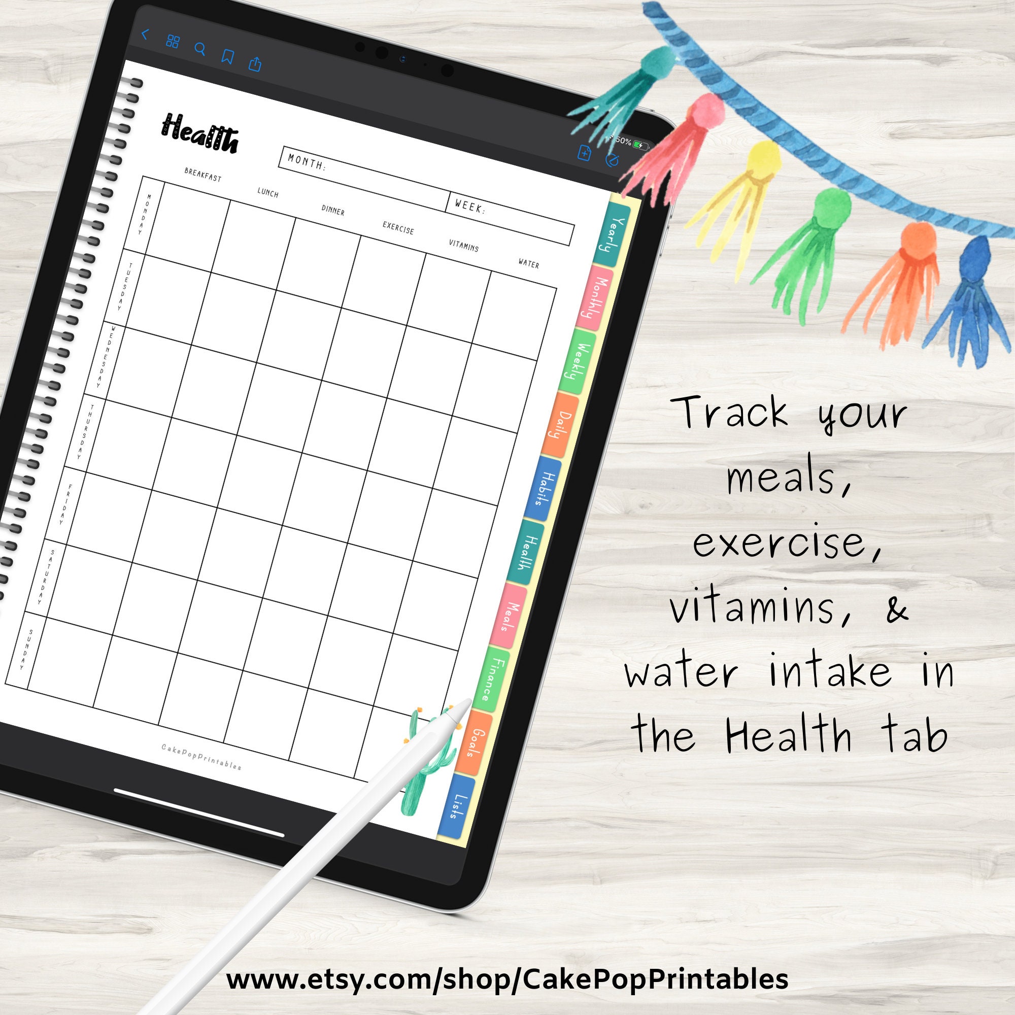 Undated Cactus Llama Digital Planner Yearly Monthly Weekly - Etsy