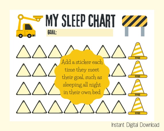 Printable Sleep Sticker Chart Construction Reward Chart for | Etsy
