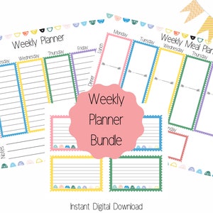 Weekly Planner Bundle Printable Weekly Schedule Planner Meal | Etsy