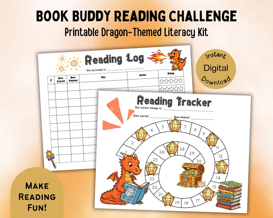 Reading Log and Tracker, Printable Dragon Reading Incentive for Kids ...
