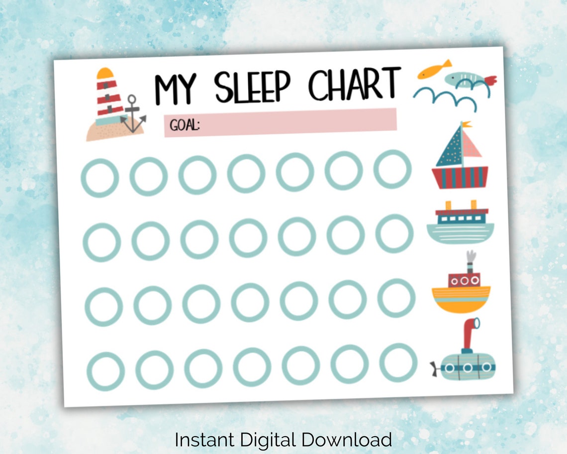 Printable Sleep Sticker Chart at Sea Reward Chart for - Etsy