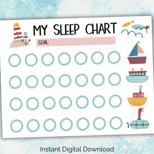 Printable Sleep Sticker Chart, at Sea Reward Chart for Toddlers and ...