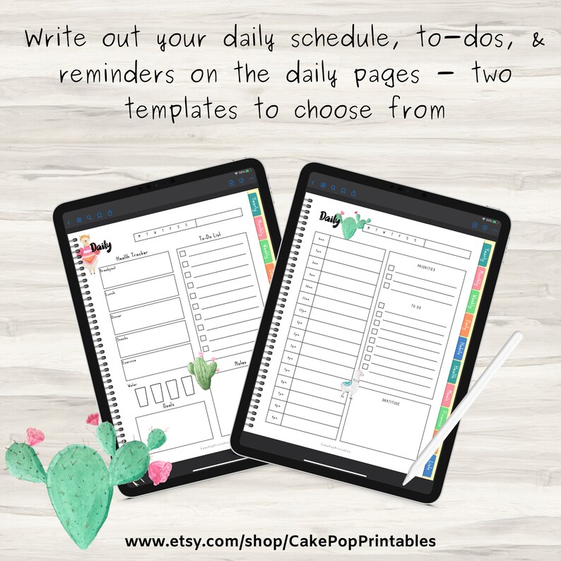 Undated Cactus Llama Digital Planner Yearly Monthly Weekly - Etsy