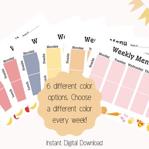 Printable Daycare/preschool Menu, Food Theme, Weekly Snack & Lunch Menu ...