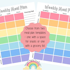 Rainbow Meal Plan Bundle Printable, Meal Prep, Menu Planner, Breakfast ...