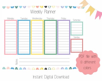 Colorful Printable Weekly Planner Pages Rainbow Dots Daily - Etsy