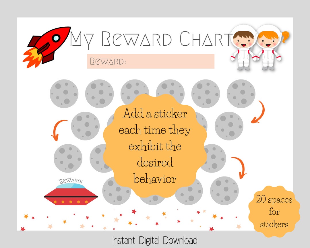 Printable Space Sticker Chart, Reward Chart for Toddlers and ...