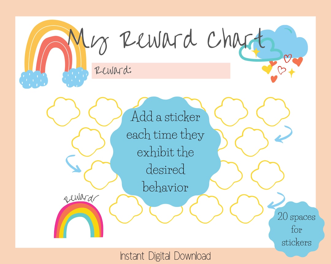 Printable Sticker Chart, Rainbow Reward Chart for Toddlers and ...