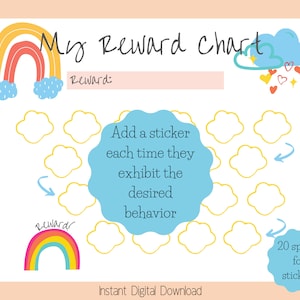 Printable Sticker Chart, Rainbow Reward Chart for Toddlers and ...