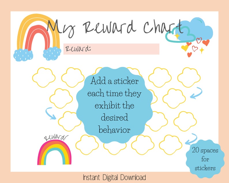 Printable Sticker Chart, Rainbow Reward Chart for Toddlers and ...