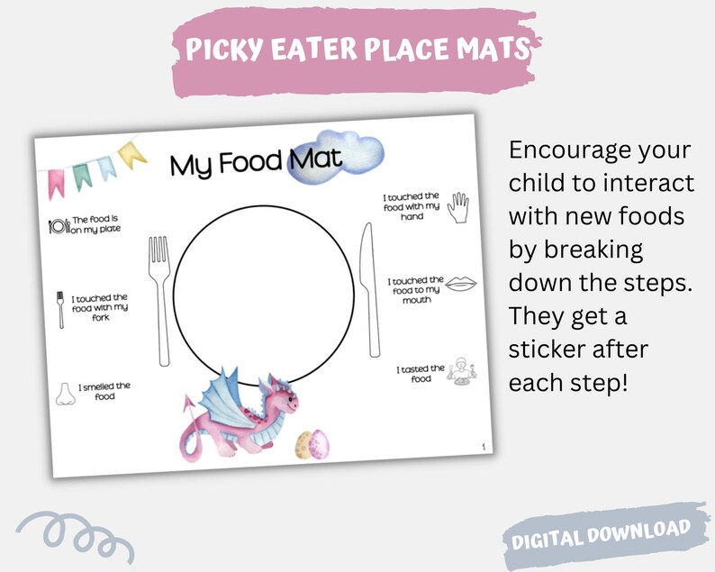 Picky Eater Place Mats, Printable Dragon Food Explorer Worksheet for ...