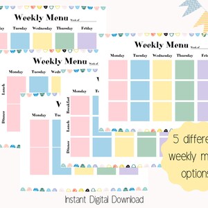 Printable Rainbow Menu Bundle, Daycare/preschool Menu, Weekly Lunch ...