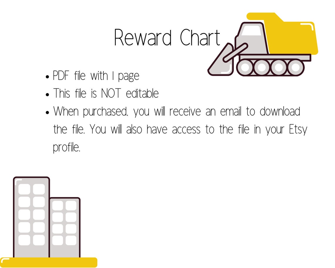 Printable Sticker Chart, Construction Reward Chart for Toddlers and ...