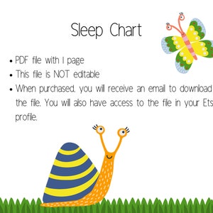 Printable Sleep Sticker Chart, Happy Snails Reward Chart for Toddlers ...
