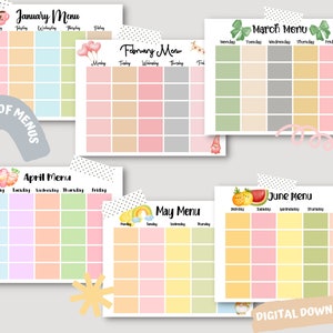 Printable Weekly & Monthly Childcare and Preschool Menus, Seasonal Meal ...