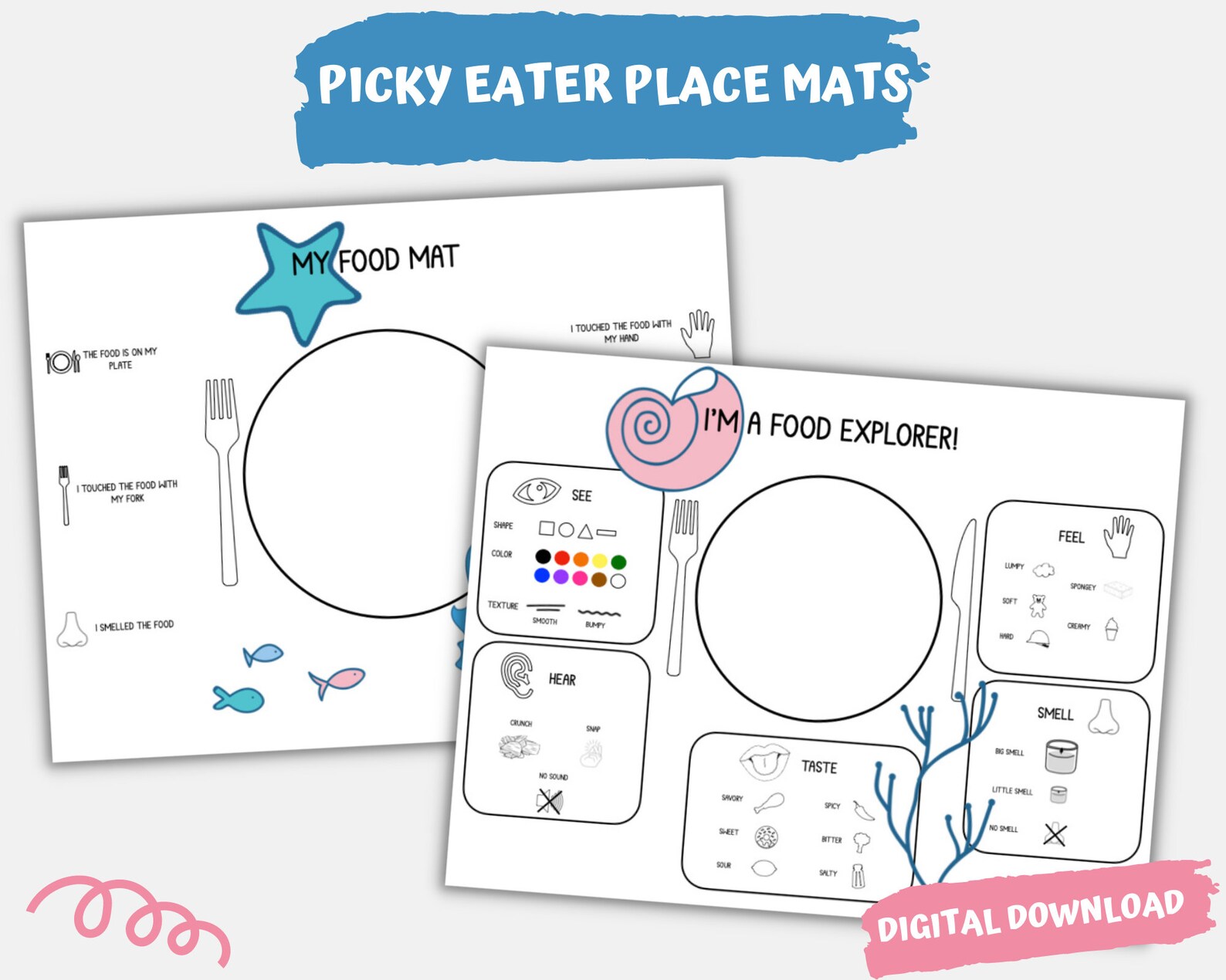 Place Mats for Picky Eaters, Printable Mermaid Food Explorer Worksheet ...