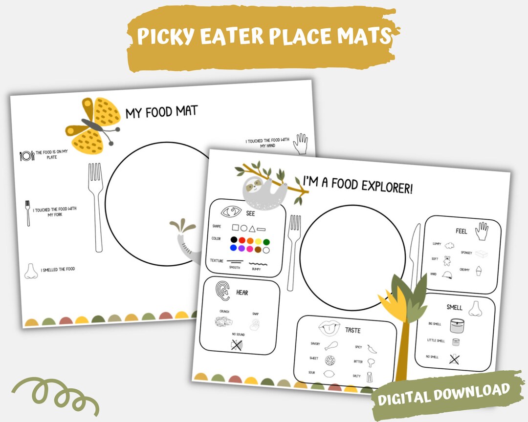 Printable Place Mats for Picky Eaters, Wild Animals Food Explorer ...