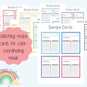 Rainbow Meal Plan Bundle Printable, Meal Prep, Menu Planner, Breakfast ...