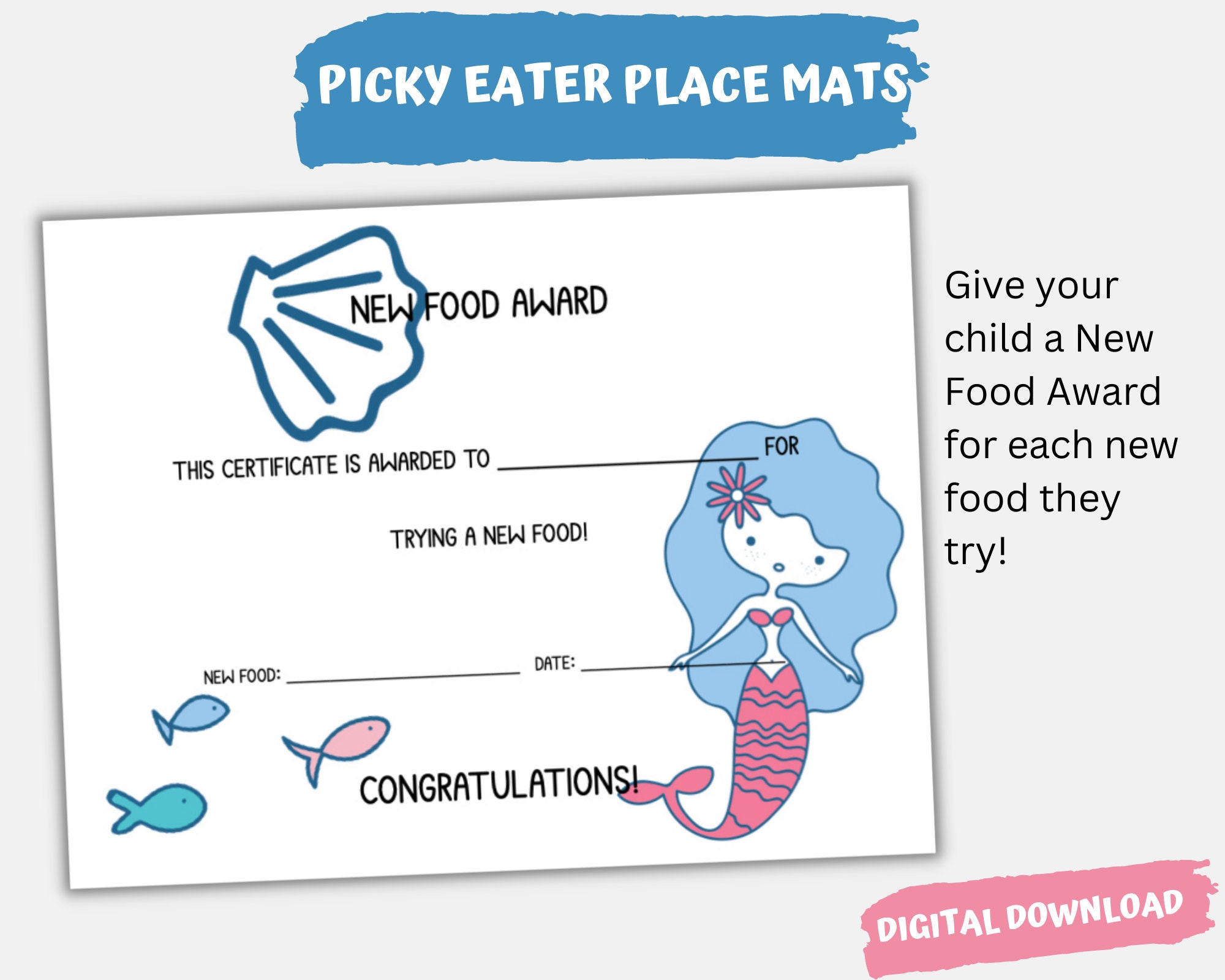 Place Mats for Picky Eaters, Printable Mermaid Food Explorer Worksheet ...