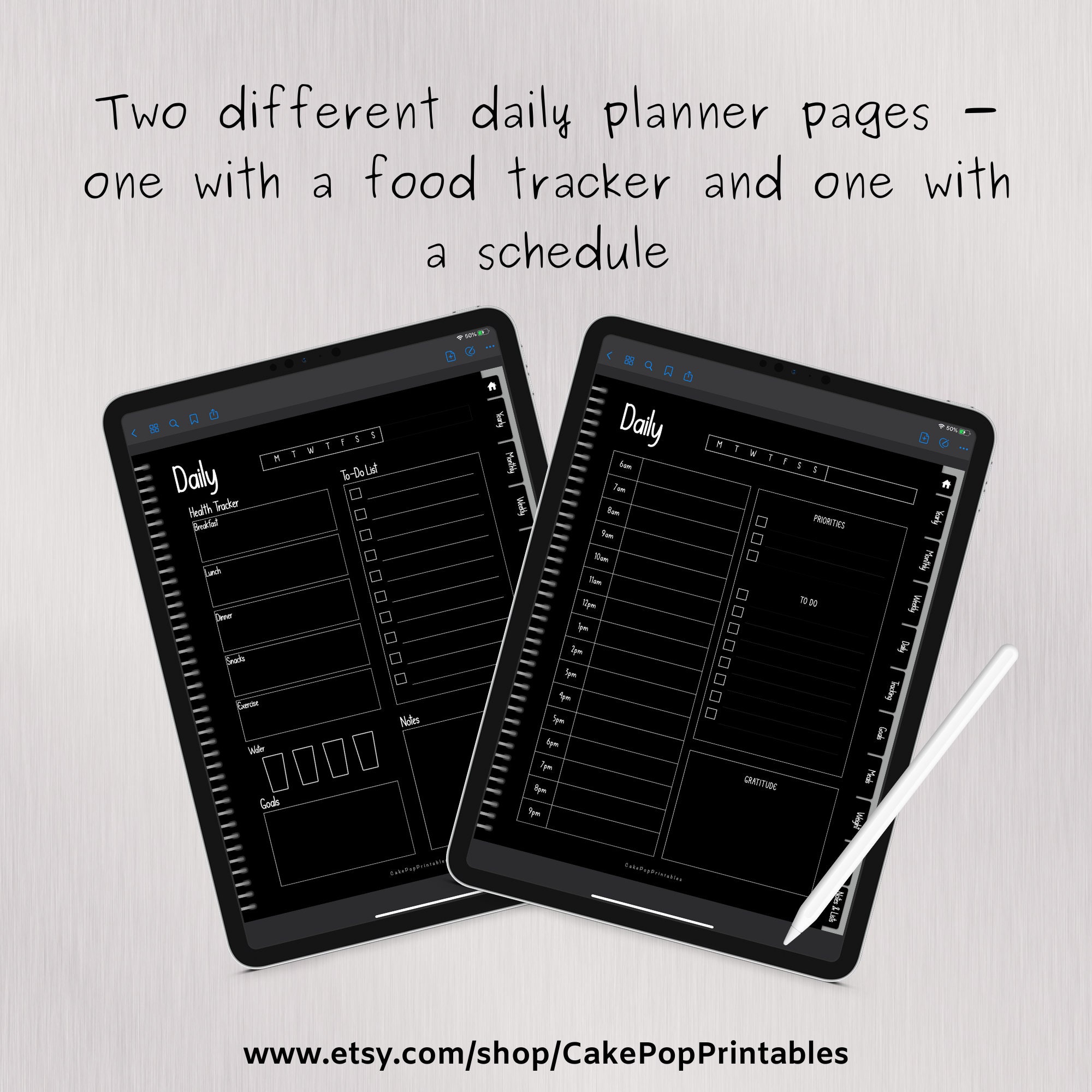 Dark Mode Digital Weight Loss Planner, Gilded Flowers Watercolor Weight ...