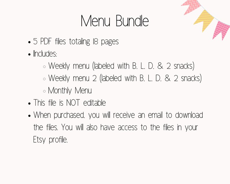 Printable Family Menu, Weekly Breakfast, Lunch, Dinner, Snack Meal Plan ...