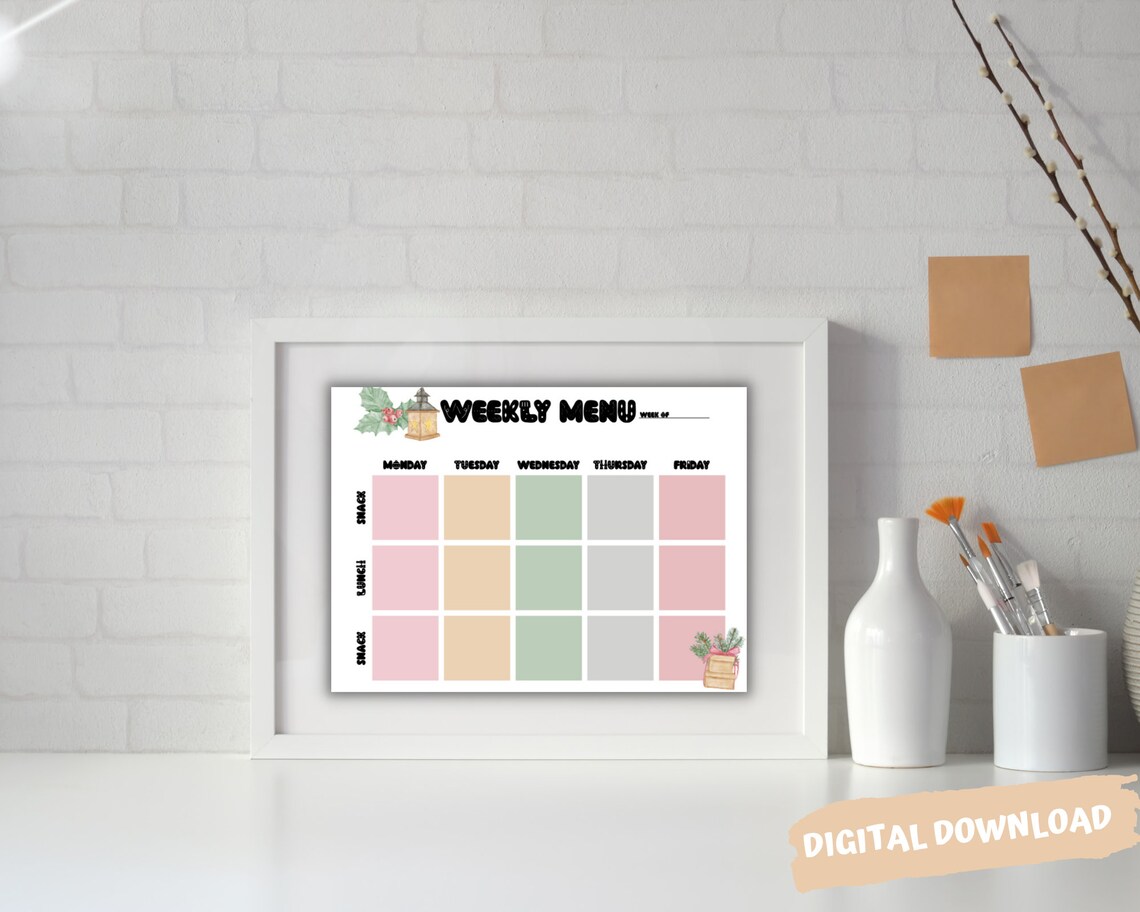 Printable Weekly & Monthly Childcare and Preschool Menus, Seasonal Meal ...