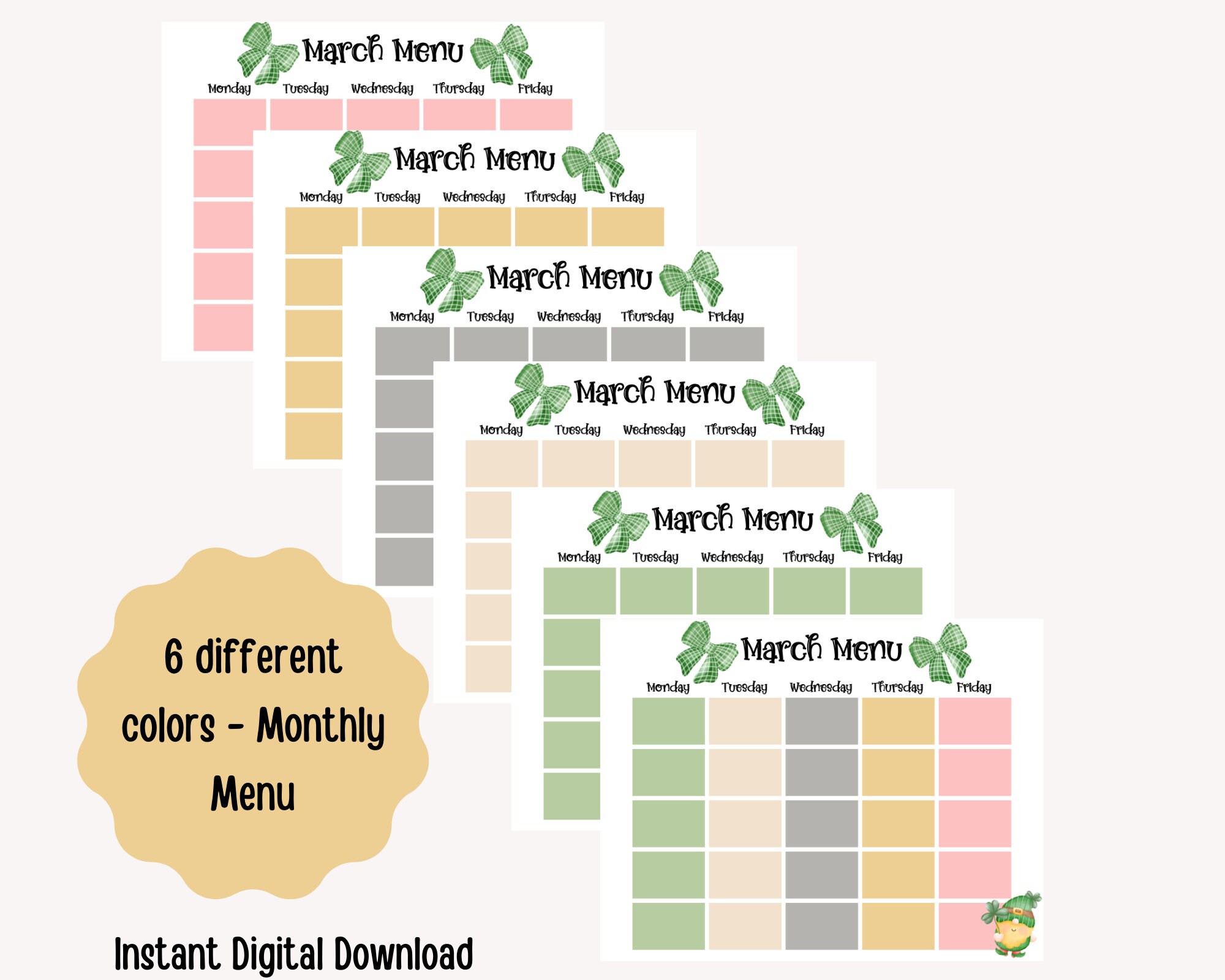 March Printable Weekly & Monthly Meal Planner, St. Patrick's Day Menu ...